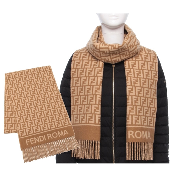 フェンディ マフラー フリンジ FFロゴ ベージュ レディース FENDI FXT113 AQCW F0QB8