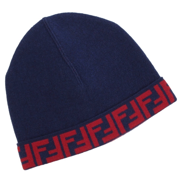 フェンディ ニット帽 ビーニー レディース ガールズ FF柄 ズッカ柄 ブルー キッズ FENDI JUP063 AO29 F08B9