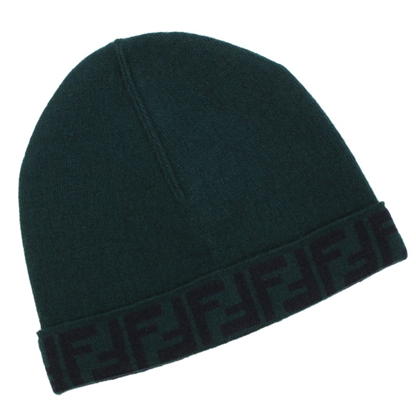フェンディ ニット帽 ビーニー レディース ガールズ FF柄 ズッカ柄 グリーン キッズ FENDI JUP063 AO29 F0L5W