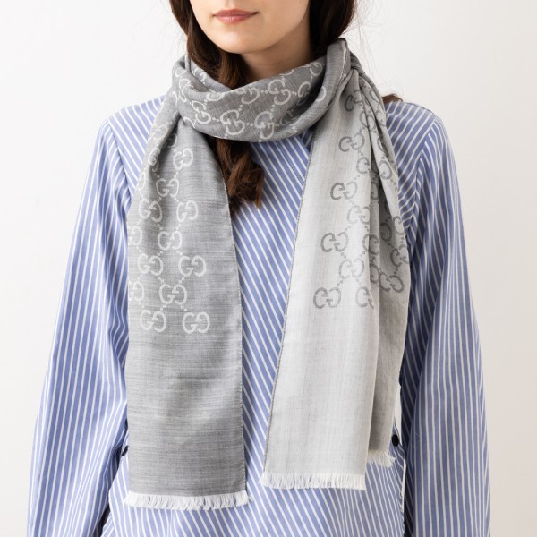 グッチ スカーフ バンダナ ストール グレー レディース GUCCI 165904 3G646 1400