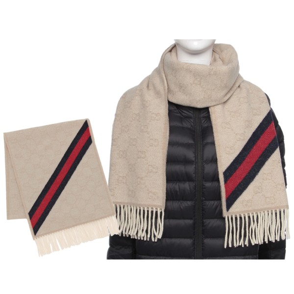 グッチ マフラー GGロゴ ホワイト メンズ レディース ユニセックス GUCCI 570603 3G200 9568