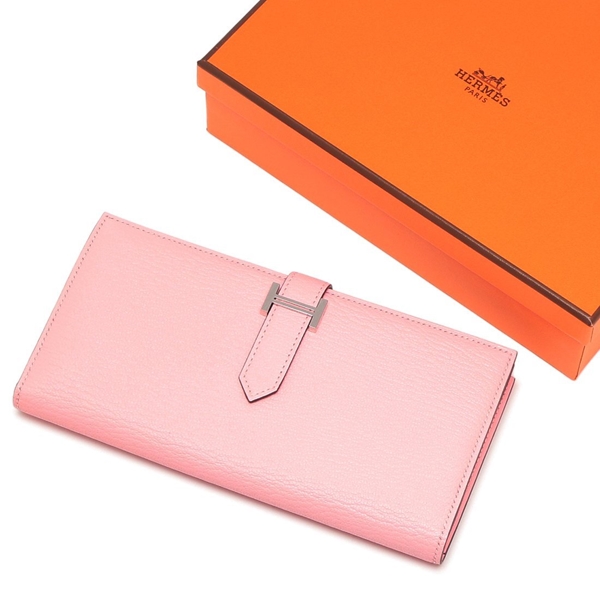 エルメス 長財布 ベアンスフレ シェーヴルミゾール K刻印 シルバー金具 ローズサクラ レディース HERMES H039078CK 3Q ピンク