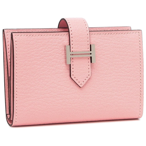 エルメス ベアンミニ シェブルミゾル ローズさくら シルバー金具 K刻印 二つ折り財布 ポルトフォイユ ミニ財布 HERMES H039795CK 3Q