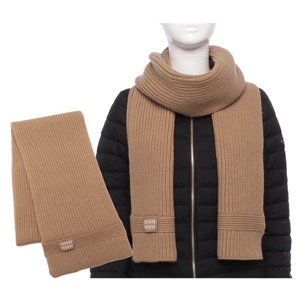 ミュウミュウ マフラー ロゴラベル ブラウン レディース MIU MIU 5FS048 2F8S F0040