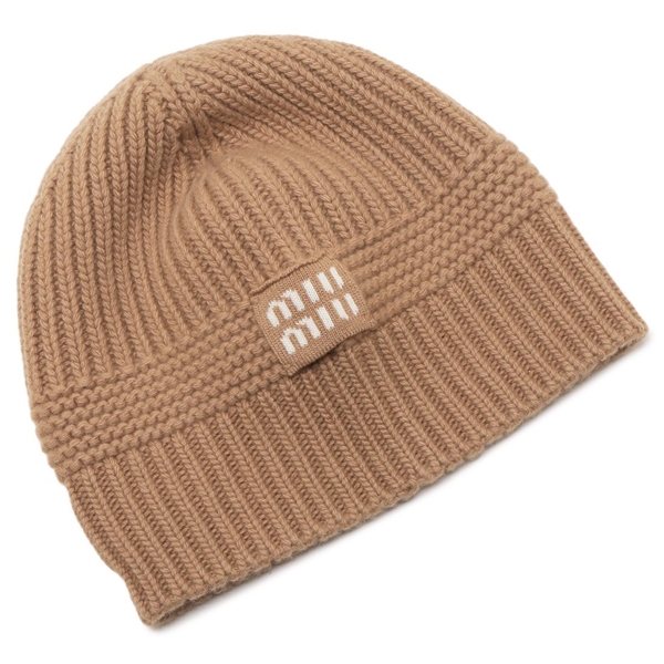 ミュウミュウ ニット帽 ビーニー カシミア ベージュ レディース MIU MIU 5HC311 2F8S F0040