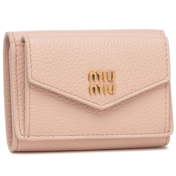 ミュウミュウ 三つ折り財布 ヴィッテロダイノレザー ミニ財布 ピンク レディース MIU MIU 5MH021 ADT7 F0LOZ