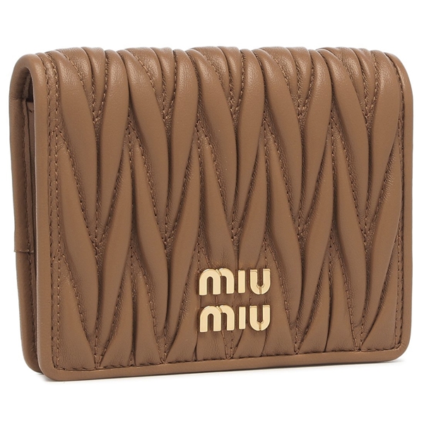 ミュウミュウ 二つ折り財布 マテラッセ ブラウン ゴールド レディース MIU MIU 5MV204 AFPP F098L