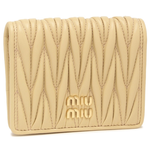 ミュウミュウ 二つ折り財布 マテラッセ ベージュ レディース MIU MIU 5MV204 AFPP F0K57