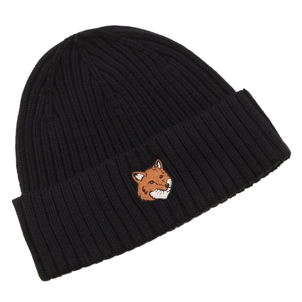 メゾンキツネ ニット帽 ビーニー フォックスヘッド ブラック メンズ レディース ユニセックス MAISON KITSUNE PM06111KT1140 P199