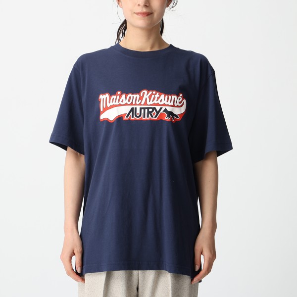 メゾンキツネ Tシャツ カットソー AUTRY オートリー コラボ ネイビー メンズ レディース ユニセックス MAISON KITSUNE TSPX MK2B