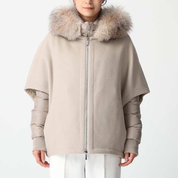 ムーレー ダウンジャケット コート ペガソ ショート丈 ケープ グレー レディース MOORER MODGI300009 U0215