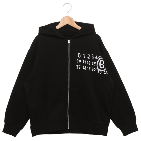 エムエムシックス メゾンマルジェラ パーカー フーディー ロゴ レディース ブラック ガールズ MM6 Maison Margiela M60872 MM02X M6900