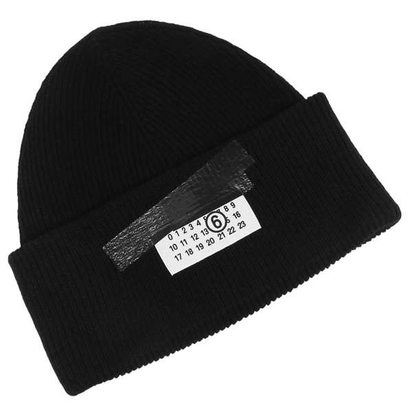 エムエムシックス メゾンマルジェラ ニット帽 ビーニー テープ ロゴ ブラック レディース MM6 Maison Margiela S62TB0006 M13168 900S