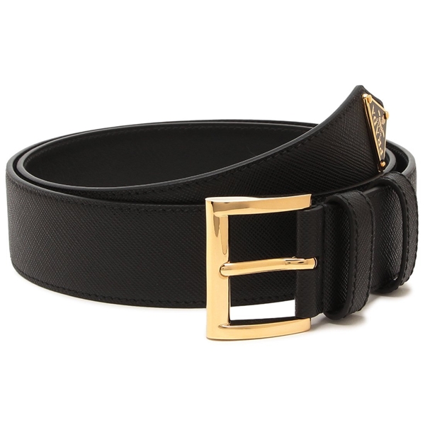 プラダ ベルト トライアングルロゴ ブラック ゴールド レディース PRADA 1CC545 053 F0002