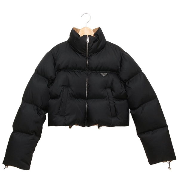 プラダ ダウンジャケット コート リナイロン トライアングルロゴ クロップド ブラック ブラウン レディース PRADA 29D056 1WQ8 F0002 SOOO