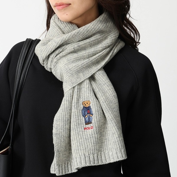 ポロラルフローレン マフラー ソリッド デニム ベア スカーフ ポロベア ニット メンズ RALPH LAUREN PC1464 032