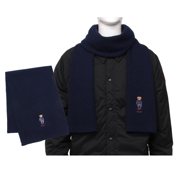 ポロラルフローレン マフラー ソリッド デニム ベア スカーフ ポロベア ニット メンズ RALPH LAUREN PC1464 433