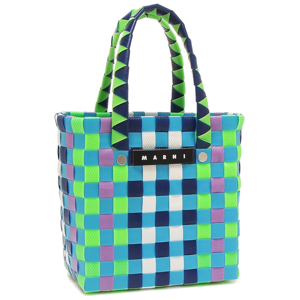 マルニ かごバッグ マルチカラー ウーブン マイクロ バスケット ブルー レディース MARNI M00178M00I WMW55F 0M845