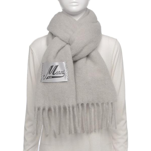 マルニ マフラー ロゴラベル フリンジ 大判 ストール グレー レディース MARNI SCMC0059Y0 UTW918 00N15