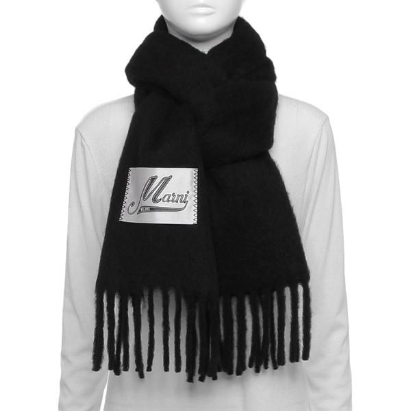 マルニ マフラー ロゴラベル フリンジ 大判 ストール ブラック レディース MARNI SCMC0059Y0 UTW918 00N99