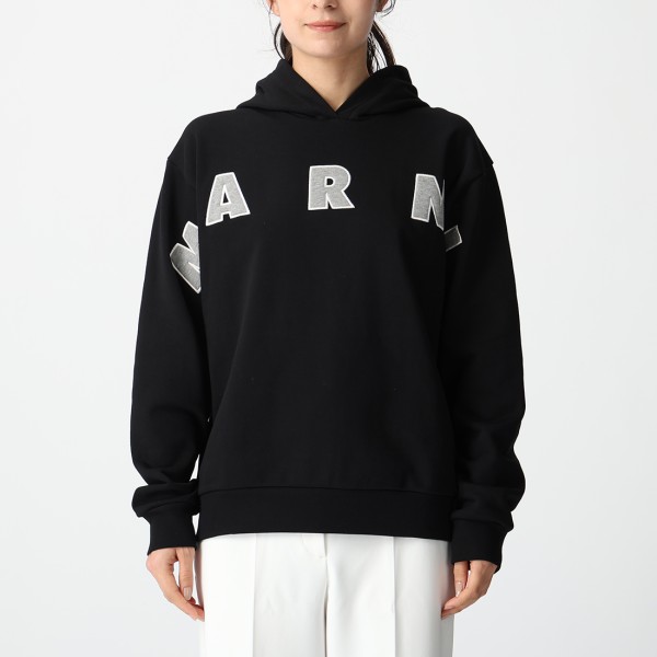 マルニ パーカー フーディー 子供服 ロゴワッペン付き レディース 大人も可 ブラック グレー キッズ MARNI M01266 M00V0 0M90D
