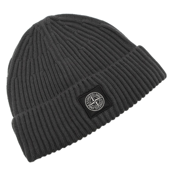 ストーンアイランド ニット帽 ビーニー リブ編み ロゴパッチ グレー メンズ レディース STONE  K2S15 N100002 S00C3 V0062