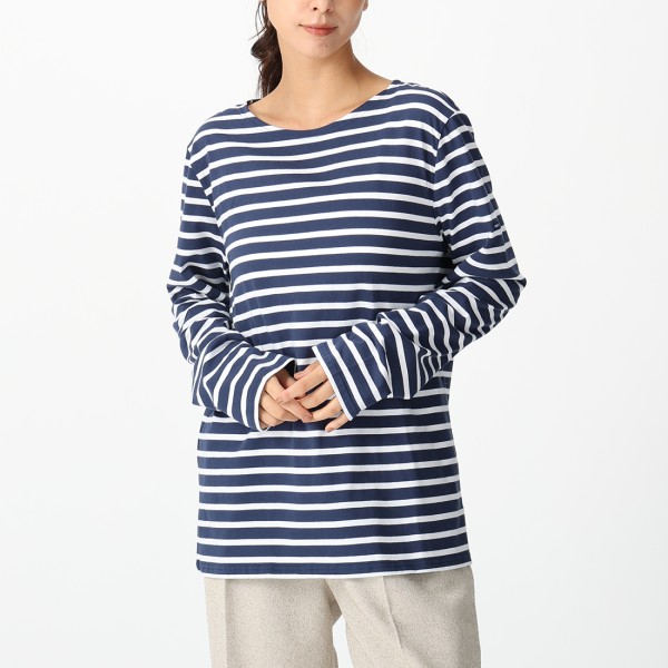 セントジェームス Tシャツ カットソー マンキエモダン ホワイト ネイビー メンズ ST.JAMES 9858 MARINE NEIGE