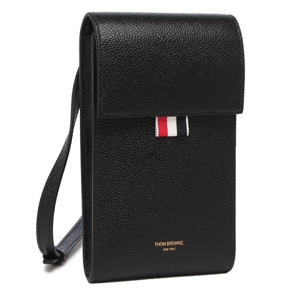 トムブラウン スマホケース THOM BROWNE フラップ イン ペブルグレイン ブラック メンズ CROSSBODY PHONE HOLDER MAC113A 00198 001