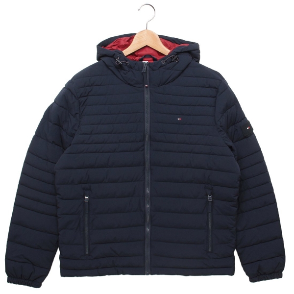 トミーヒルフィガー ダウンジャケット   ストレッチ キルテッド フーディー 中綿 シンプル ネイビー メンズ 151AP619 MID