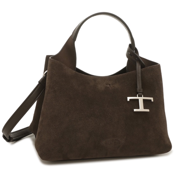 トッズ ハンドバッグ ショルダーバッグ T タイムレス スエード マイクロ Tチャーム ブラウン レディース TOD'S XBWAPAEL000 P3A 0ZQ7