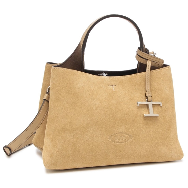 トッズ ハンドバッグ ショルダーバッグ Tタイムレス マイクロサイズ スエード ブラウン レディース TOD'S XBWAPAEL000 P3A 4L20