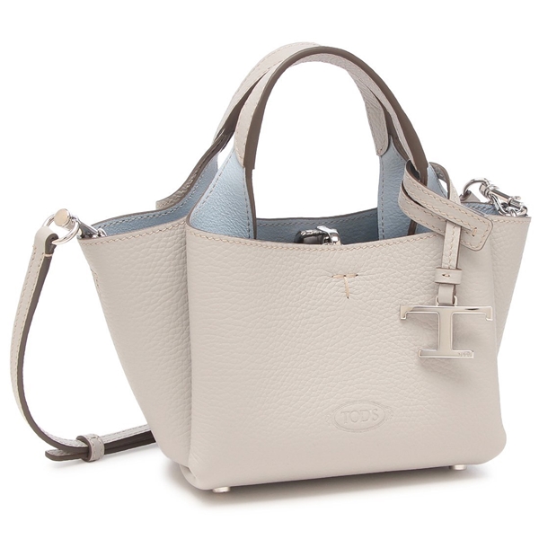 トッズ ハンドバッグ ショルダーバッグ Tタイムレス マイクロサイズ グレー ブルー レディース TOD'S XBWAPAFL000 QRI 4L15