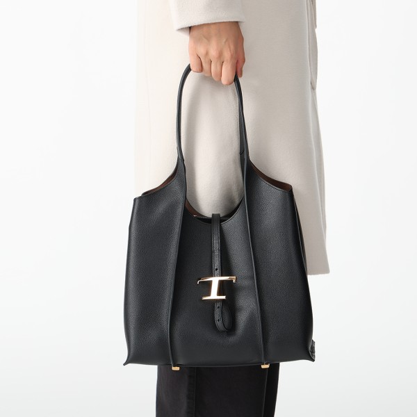 トッズ トートバッグ Tタイムレス スモール ロゴ ブラック レディース TODS XBWTSBA0200 Q8E B999