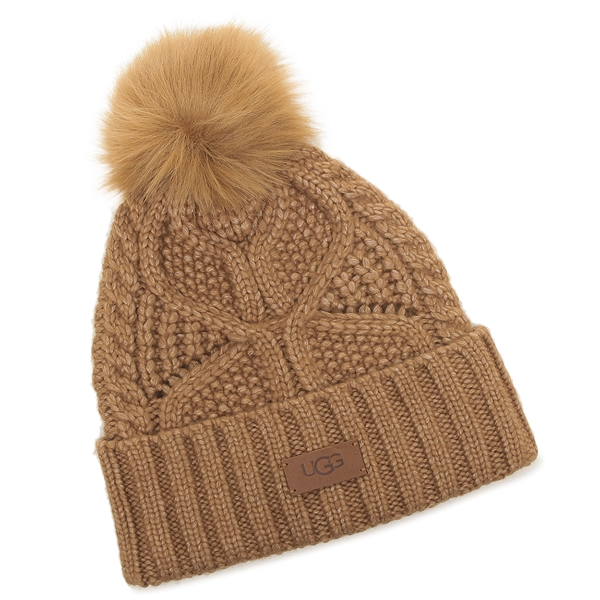 アグ 帽子 ケーブルビーニー ウィズ ポン ベージュ レディース UGG 10089 CHE