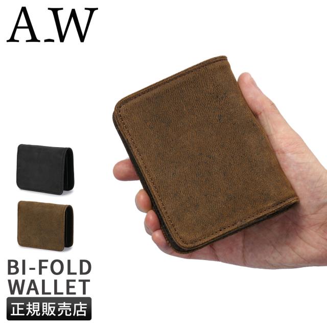 商品レビューで+5%｜A_W 二つ折り財布 ミニ財布 メンズ レディース レザー 本革 小さい財布 コンパクトウォレット アウ ワックスドエルク A_W Waxed Elk BILLFOLD L ZIP PURSE AP-019