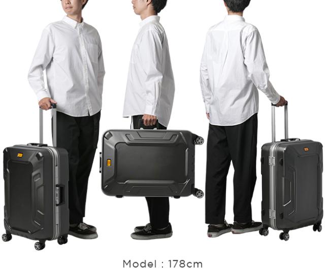 商品レビューで+5%｜スーツケース 64L Mサイズ アルミフレーム イエロー グレー 中型 軽量 DBCラゲージ HIRODBC dya8168-24 商品レビューで+5%｜スーツケース 64L Mサイズ アルミフレーム