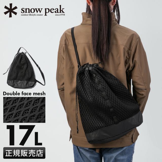 商品レビューで+5%｜スノーピーク ダブルフェイスメッシュ ショルダーバッグ メンズ レディース アウトドアブランド 斜めがけバッグ 撥水 A4 17L  Peak Double Face Mesh AC-25SU408BK
