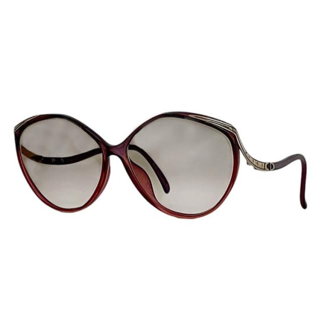 クリスチャン ディオール サングラス ボルドー ブラウン グラデーション 2280A 80 美品 プラスチック 中古 Christian Dior アイウエア 定番 人気 女性 レディース 小物 紫外線対策 夏 お洒落 カジュアル