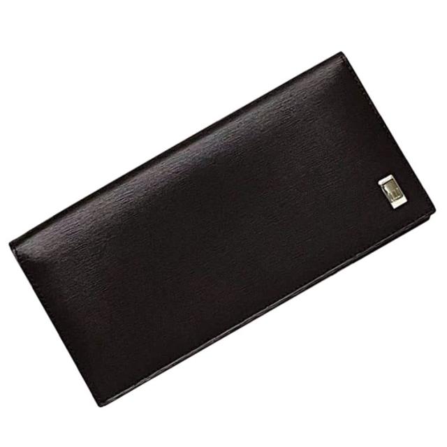 ダンヒル 二つ折り 長財布 ダークブラウン サイドカー 美品 札入 レザー 中古 dunhill マチ有 ロゴプレート シンプル 定番 人気 男性 メンズ 小物 ロング ウォレット 革 薄い 薄型 無地 ワンポイント エレガント 高級感