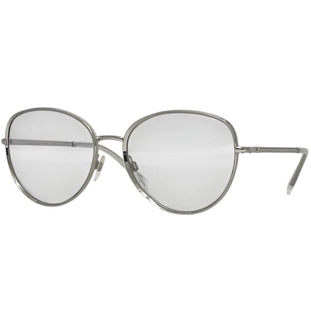 シャネル サングラス シルバー 2182-S 美品 メタル 中古 CHANEL アイウエア チェーン メンズ レディース 男女兼用 シンプル 薄色レンズ ケース付き オーバル 普段使い ココマーク 純正レンズ 定番 人気 チェーンモチーフ