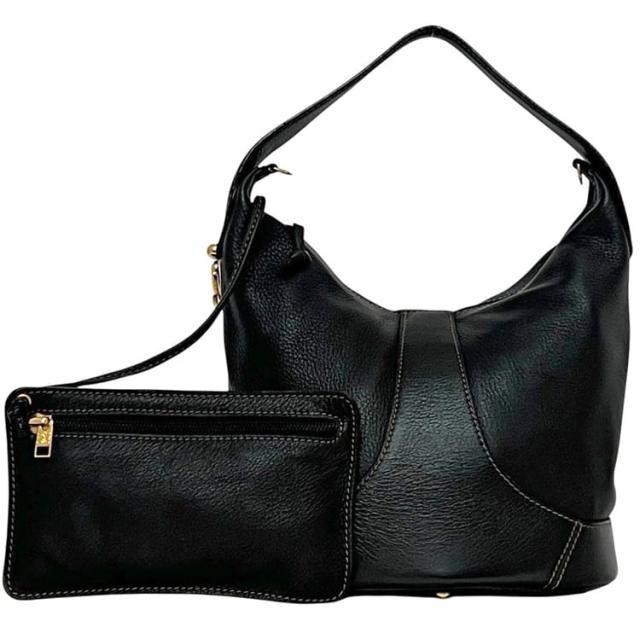 ロエベ ハンドバッグ ブラック アントン 美品 レザー 中古 L 26 LOEWE ヴィンテージ 黒 レア ファスナー レディース 女性 人気 ゴールド金具 本革 ポーチ付き 肩掛け セミショルダー バッグ シンプル ロゴ金具