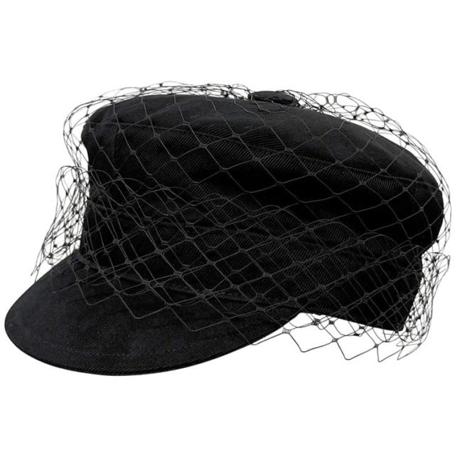 クリスチャン ディオール 帽子 チュール キャスケット ブラック 86ATY920G130 美品 56 キャンバス 中古 Christian Dior ハット ロゴ 刺繍 CD ロゴ金具 レース 黒 レディース 女性 シンプル アパレル