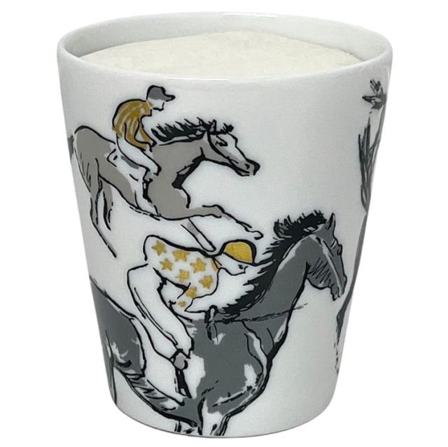 エルメス キャンドル ホワイト グレー 銀座10周年 アニバーサリー記念 未使用 美品 陶器 Sランク HERMES 馬 馬柄 箱付き インテリア 白 灰色 定番 人気 シンプル インテリア雑貨 飾り ホームコレクション ブランド 本物