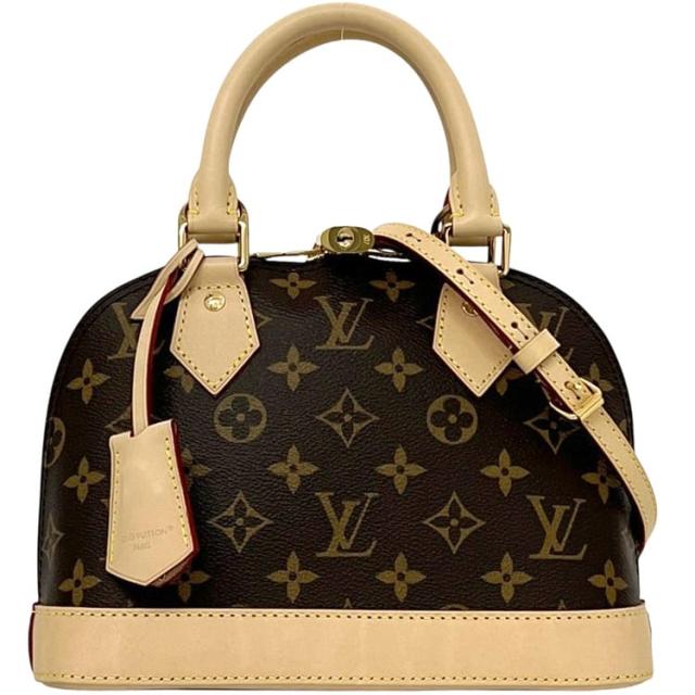 ルイ ヴィトン 2way バッグ アルマＢＢ ブラウン モノグラム M46990 美品 モノグラムキャンバス ヌメ革 中古 ICタグ反応有 LOUIS VUITTON ミニバッグ ショルダーバッグ クロスボディ ハンドバッグ ファスナー