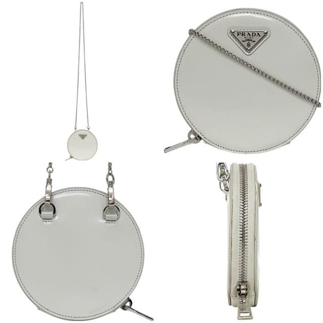プラダ ショルダーバッグ ホワイト 1NA003 美品 ラウンド チェーン