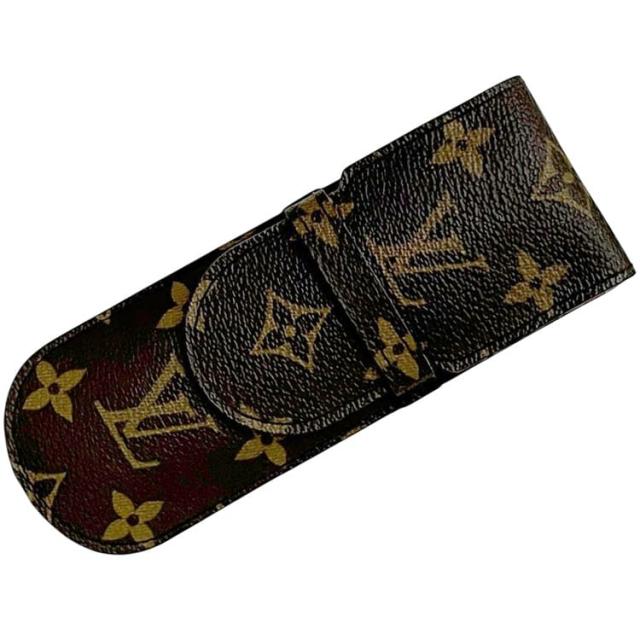 ルイ ヴィトン ペンケース エテュイ スティロ ブラウン モノグラム M62990 美品 小物入れ モノグラムキャンバス 中古 DA0011 LOUIS VUITTON フラップ 筆記用具 細い ミニ コンパクト 茶色 ヴィンテージ