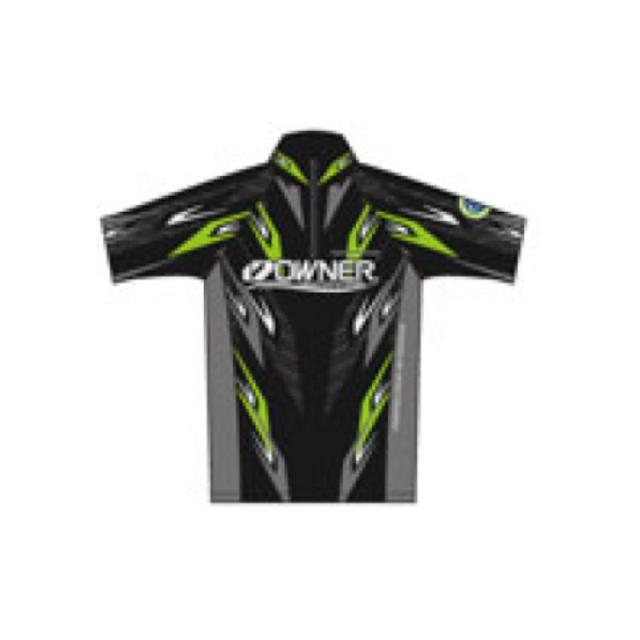 オーナー 半袖ストレッチシャツ 3L ブラック/ライム