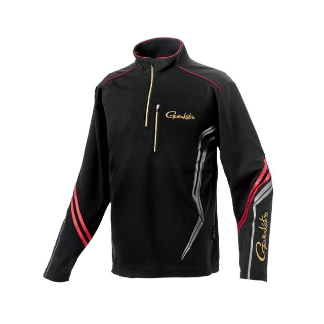 がまかつ GM3778 UDジップシャツ ブラック/レッド LL