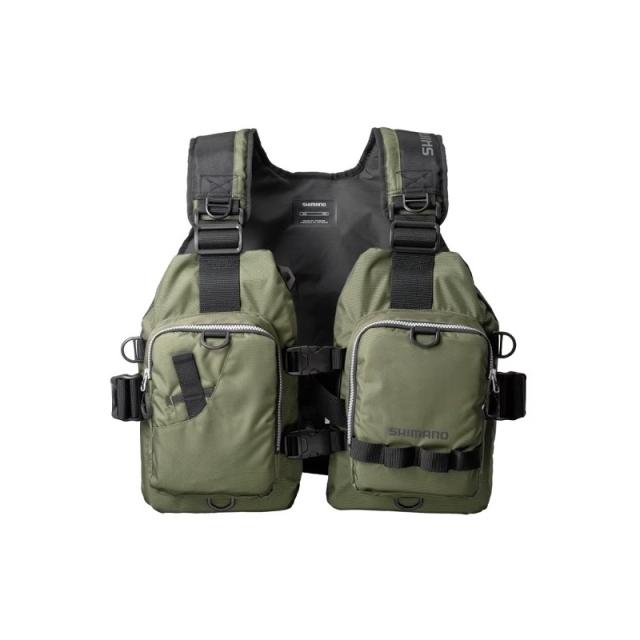 シマノ VF-068T ゲームベストライト F ナイトオリーブ【釣り　フローティングベスト】