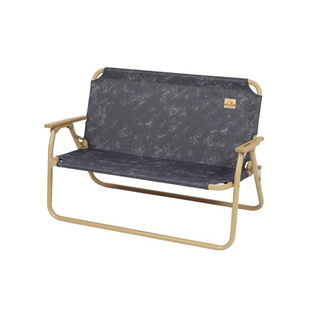 キャプテンスタッグ キャンプアウト アルミ背付きベンチ エイジンググレー×タン UC-1861